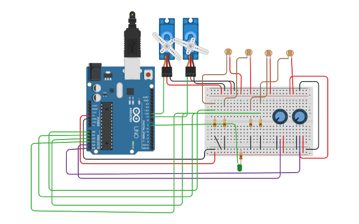 Circuit design Arduino Based Solar tracking - Tinkercad