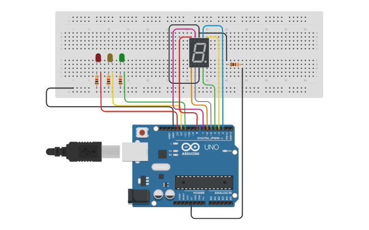 Circuit design Traffic Light - Tinkercad