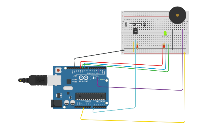 Circuit design Sensor de temperatura y led RGB - Tinkercad