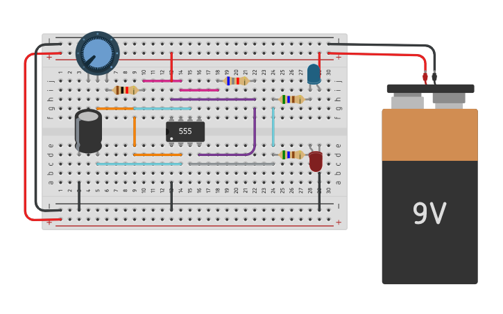Circuit design Luz Intermitente con IC555 | Tinkercad