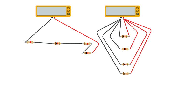 Circuit design Series and Parallel resistance | Tinkercad