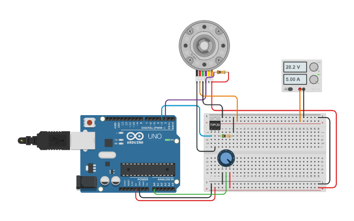 Circuit design DC Motor PID - Tinkercad