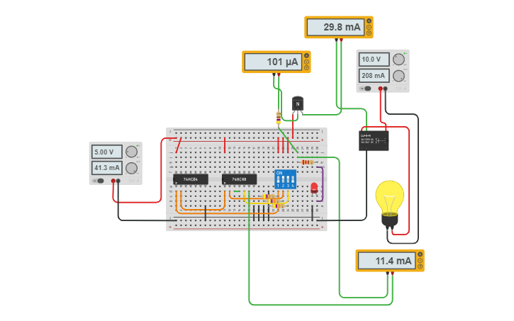 Circuit design Schema su relè e parte di comando a porte logiche ...