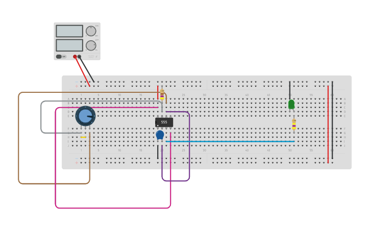 Circuit design 555 timer - Tinkercad