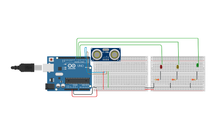 Circuit design ultrasonic distance sensor 9D - Tinkercad