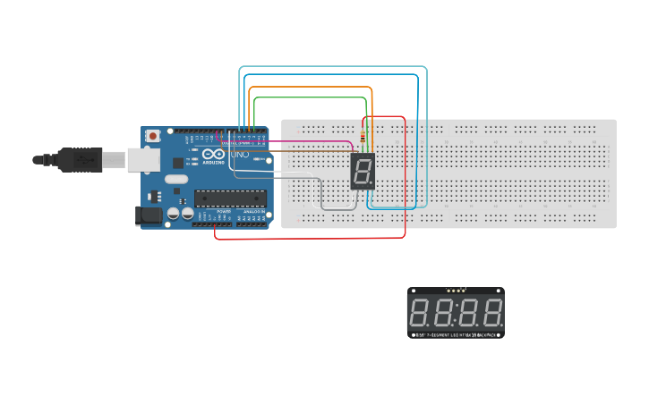 Circuit design Seven Segment - Tinkercad