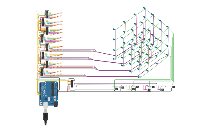 Circuit design LED cube 4x4 V2 - Tinkercad