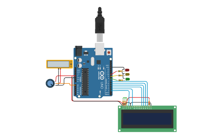 Circuit design Copy of LCD BARGRAPH | Tinkercad