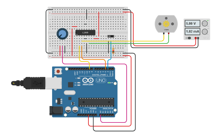 Circuit design Ponte H -L293D | Tinkercad