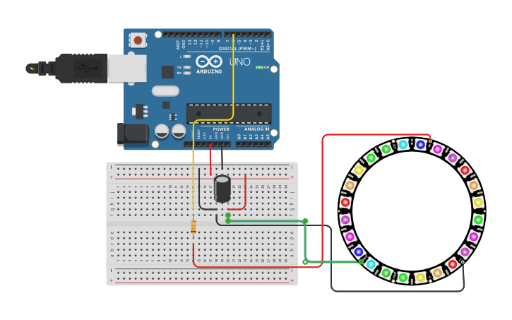 Circuit design desafio neopixel - Tinkercad