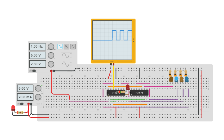 Circuit Design 4 Bit Asynchronous Ripple Up Counter Using Dual Jk Flip