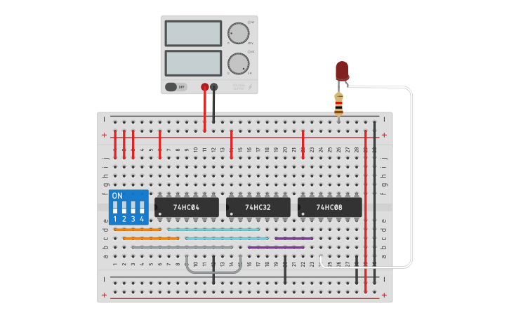 Circuit design Realization of function using POS form - Tinkercad