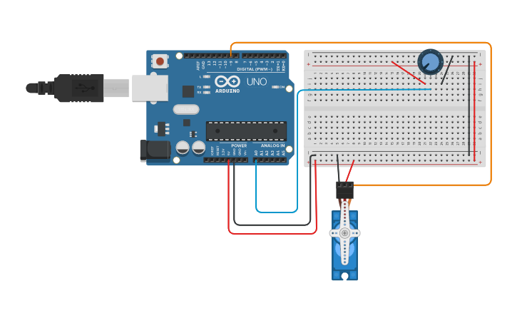 Circuit Design Servo Potentiometer Tinkercad