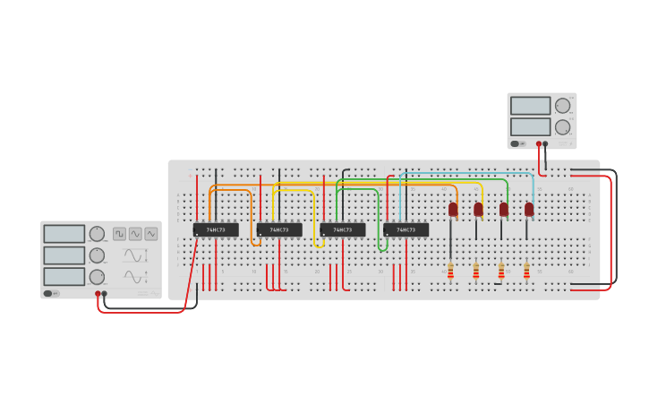 Circuit design Contador con biestables - Tinkercad