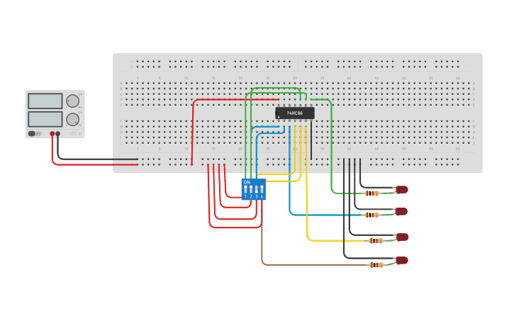 Circuit design Binary to Gray code Converter - Tinkercad