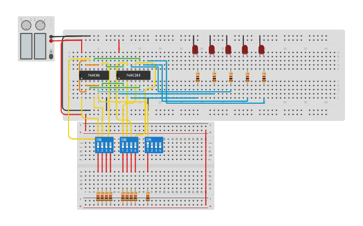 Circuit Design Sumador Y Restador De 4bits Tinkercad