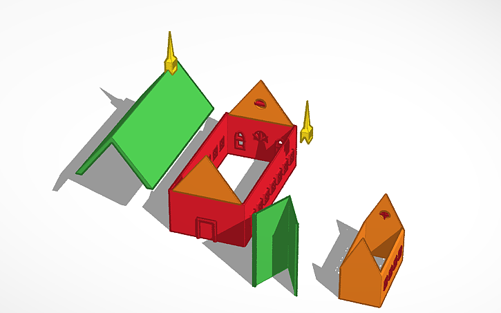 3D design N scale church - Tinkercad
