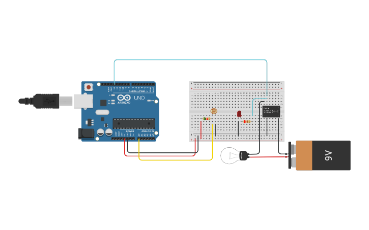 Circuit design Arduino com Sensor LDR e Lâmpada | Tinkercad