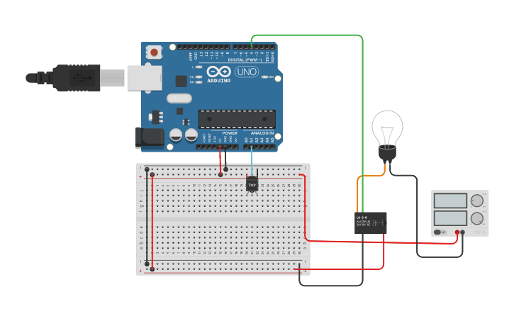 Circuit design SENSOR LM35 CON FOCO | Tinkercad
