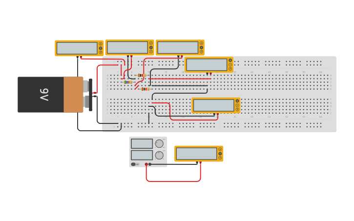 Circuit design Voltímetro e Amperímetro | Tinkercad