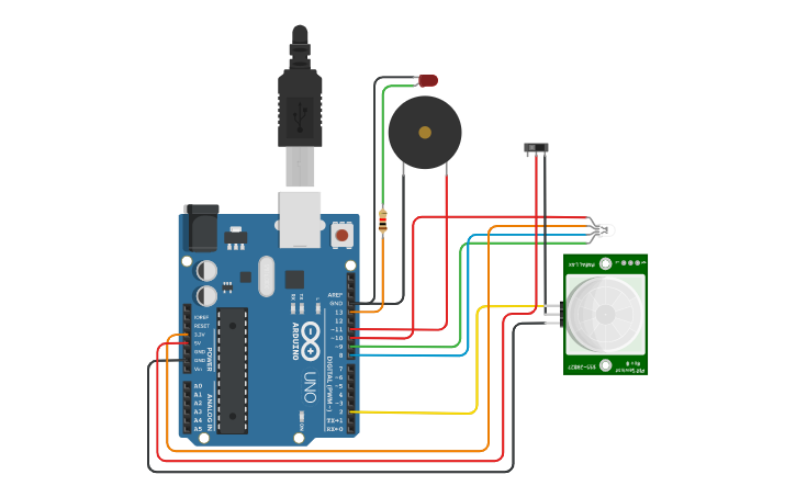 Circuit design PIR sensor | Tinkercad