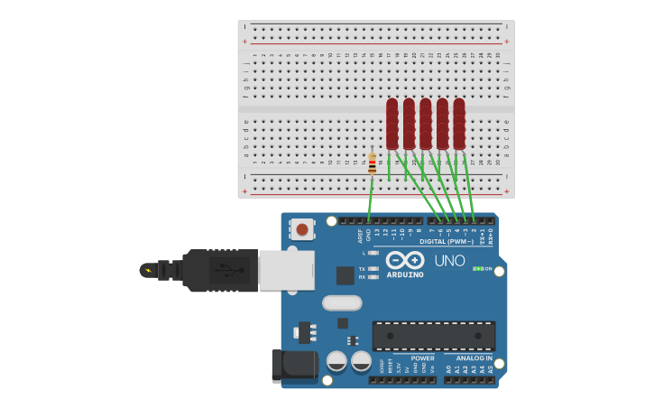 Circuit design 5X5 LED Matrix - Tinkercad
