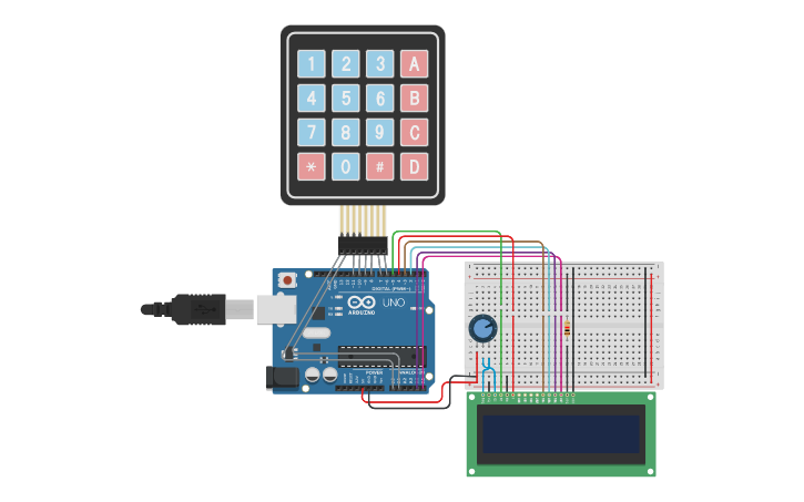 Circuit design KEYPAD LCD | Tinkercad