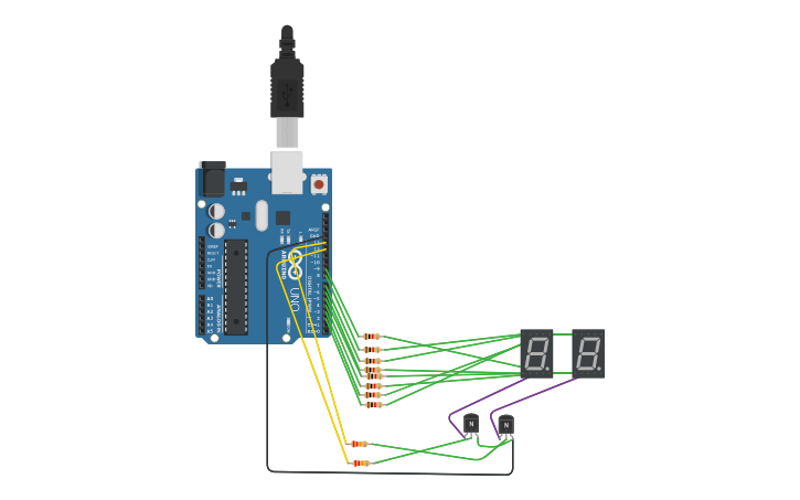 Circuit design Desafio de segmento | Tinkercad