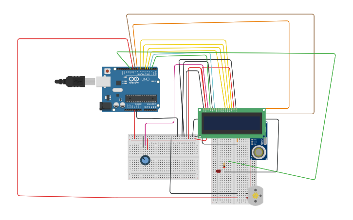 Circuit Design Human Security From Cutter Machine Using Led And Lcd Arduino Tinkercad 0152