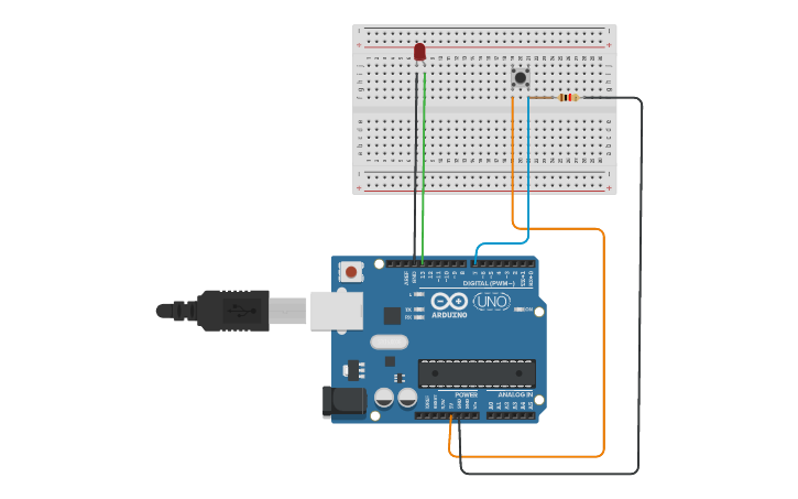 Circuit design Switch with LED light - Tinkercad