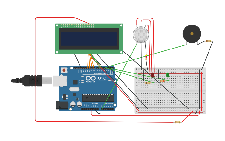 Circuit design Home Automation System- Fire Alarm - Tinkercad