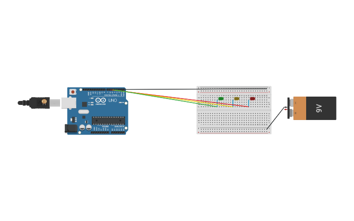 Circuit design Arduino semaforos | Tinkercad
