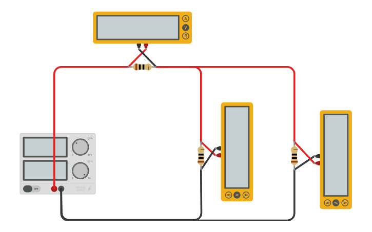 Circuit design tensões R1, R2, R3 - Tinkercad