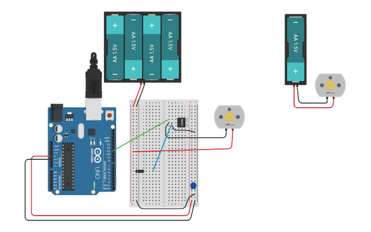 Circuit design Single Direction DC Motor Experiment | Tinkercad
