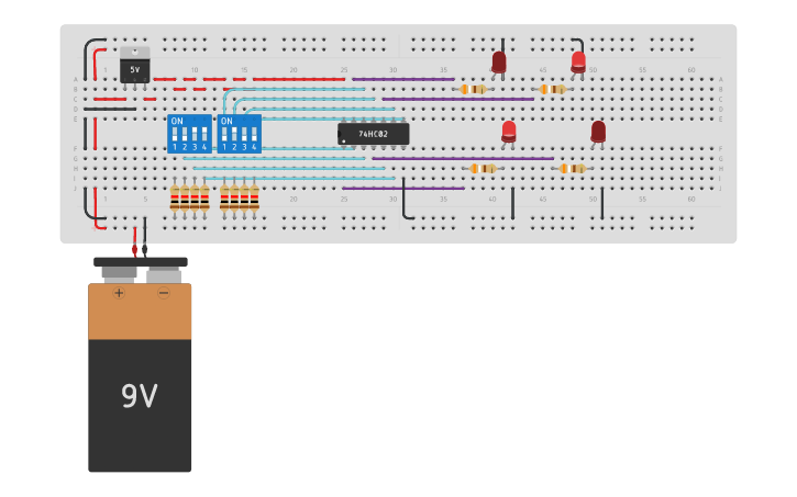 Circuit design Compuerta Logica 7402 - Tinkercad