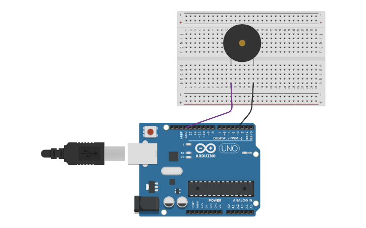 Circuit design Passive Buzzer Fire Alarm - Tinkercad
