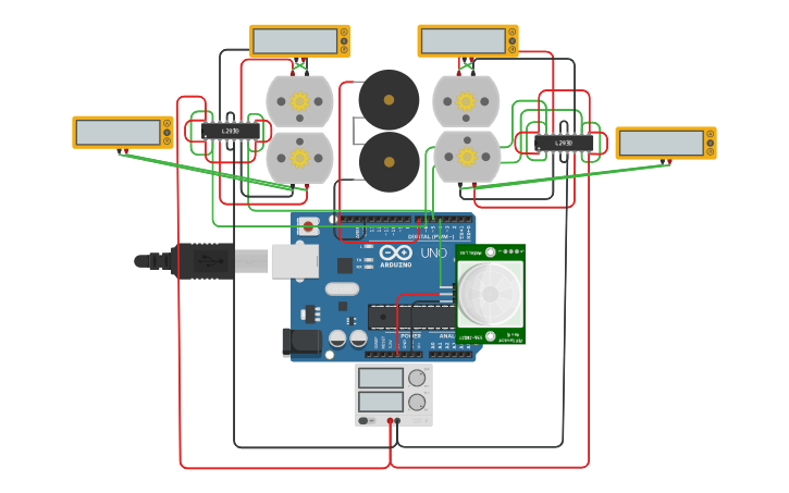 Circuit design Automatic Gate With PIR Sensor | Tinkercad