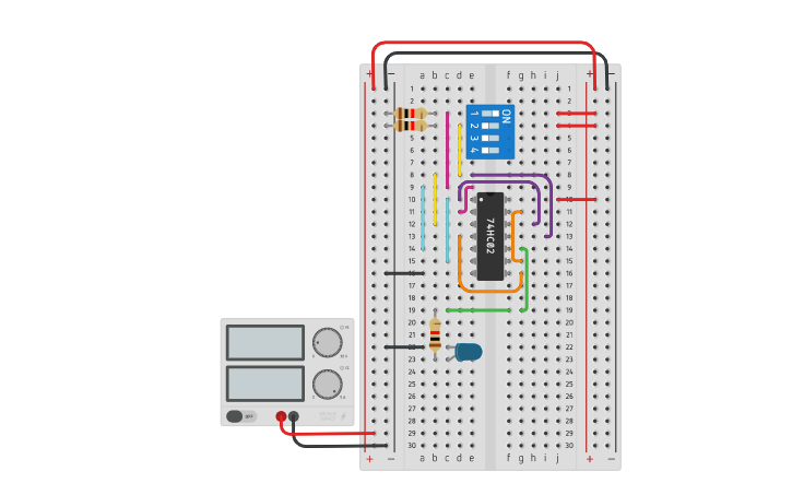 Circuit design XNOR Gate using NOR Gate - Tinkercad