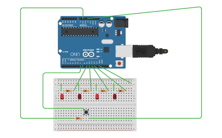 Circuit design Push Button - 3 - Tinkercad