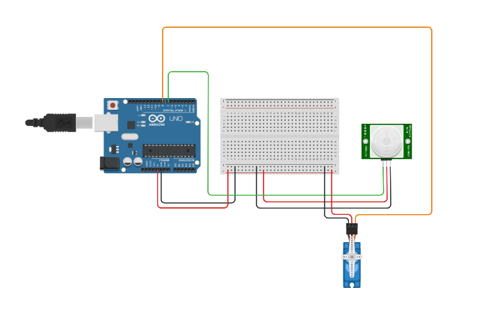 Circuit design Automatic Door Opening System_2059173 - Tinkercad