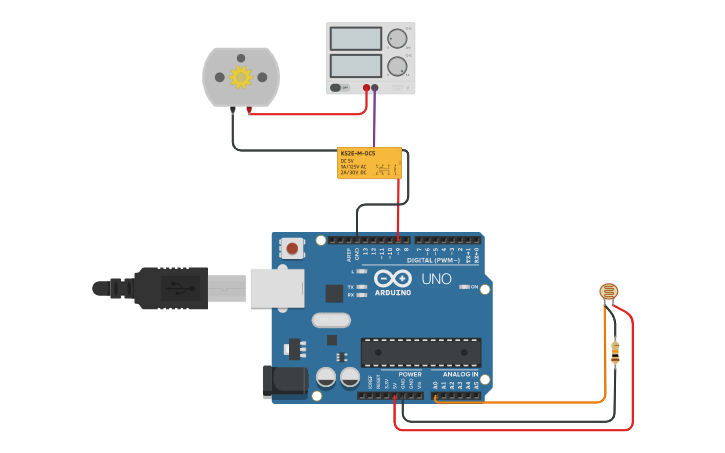 Circuit design LDR - Tinkercad