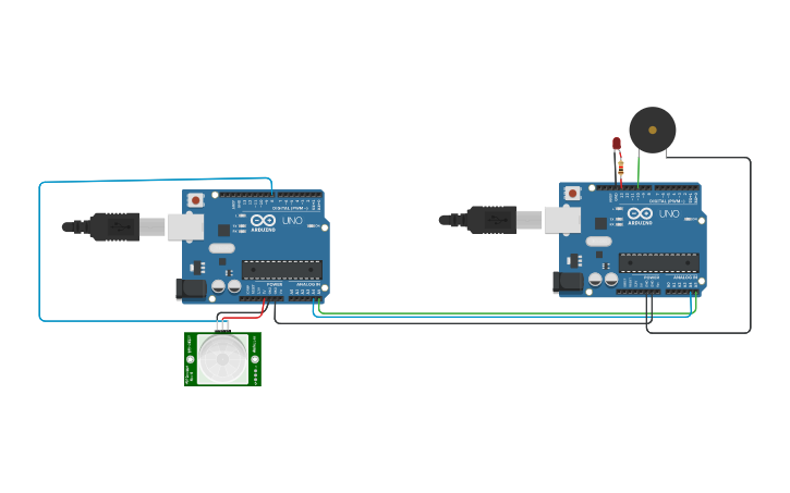 Circuit design Burglar alarm -I2C communication - Tinkercad