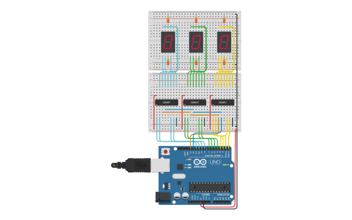 Circuit design CD4511 Arduino - Tinkercad
