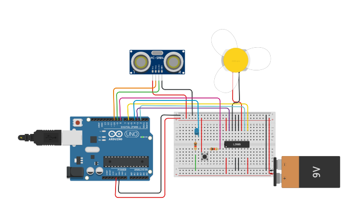 Circuit design MiniProject Automatic Fan - Tinkercad