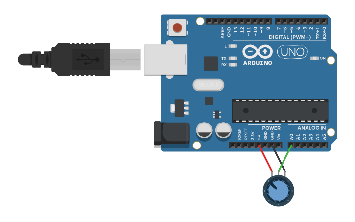 Circuit design Analog Input demonstration - Tinkercad