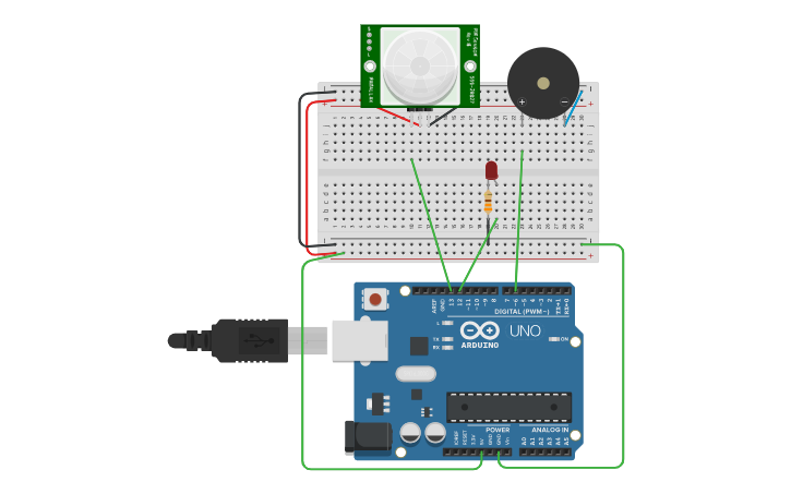 Circuit design Motion Sensor - Tinkercad