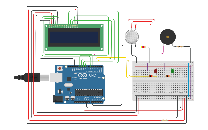 Circuit Design Gas Detection Alarm Tinkercad