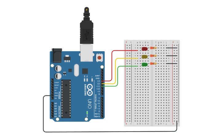 Circuit design BLINKING LIGHTS: CHARACTER INPUT - Tinkercad