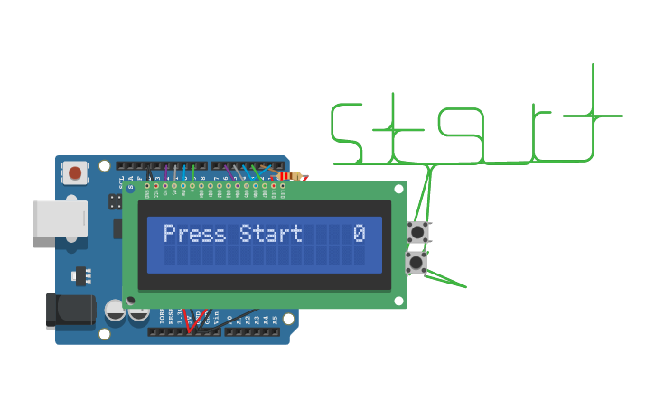 Circuit design Arduino LCD Game - Tinkercad Circuit design Arduino LCD Game - Tinkercad