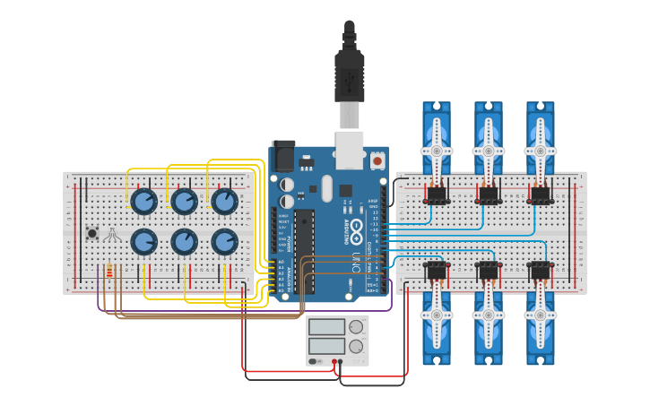Circuit design Robot Arm (SwitchControl) - Tinkercad